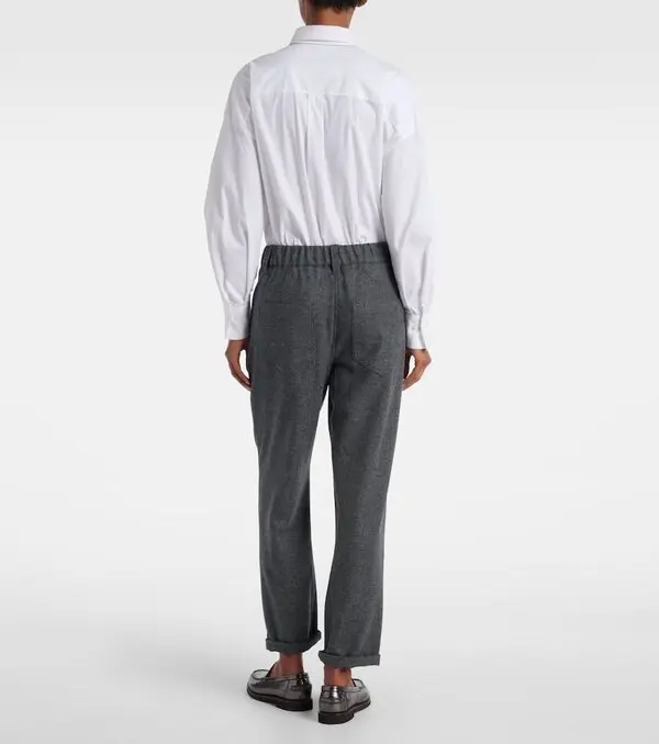 Brunello Cucinelli Cropped Wool And Cashmere Straight Pants