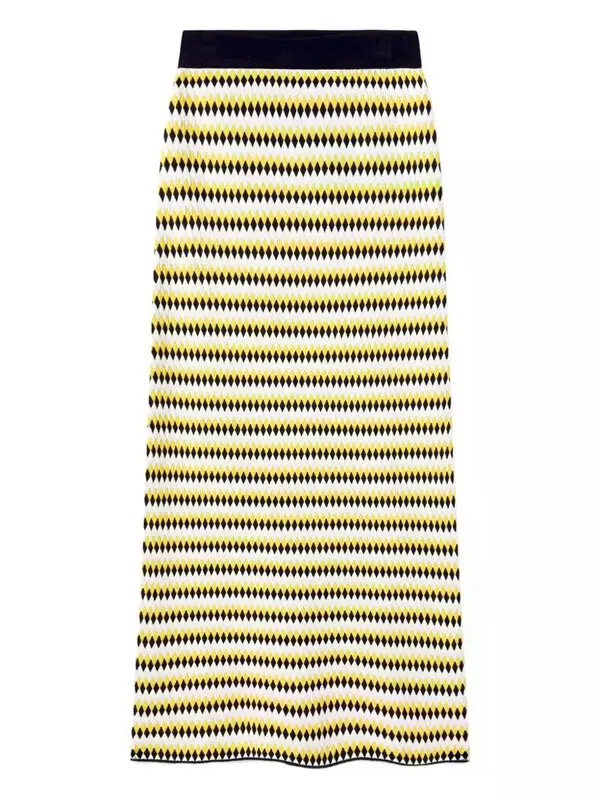 La DoubleJ Striped Midi Skirt - Yellow