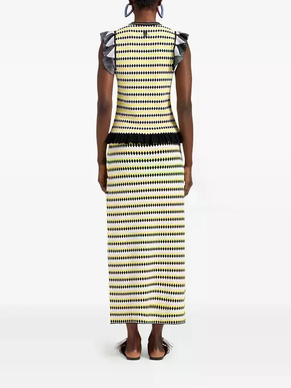La DoubleJ Striped Midi Skirt
