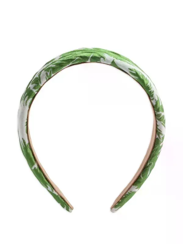 La DoubleJ Leaf-print Padded Headband - Green