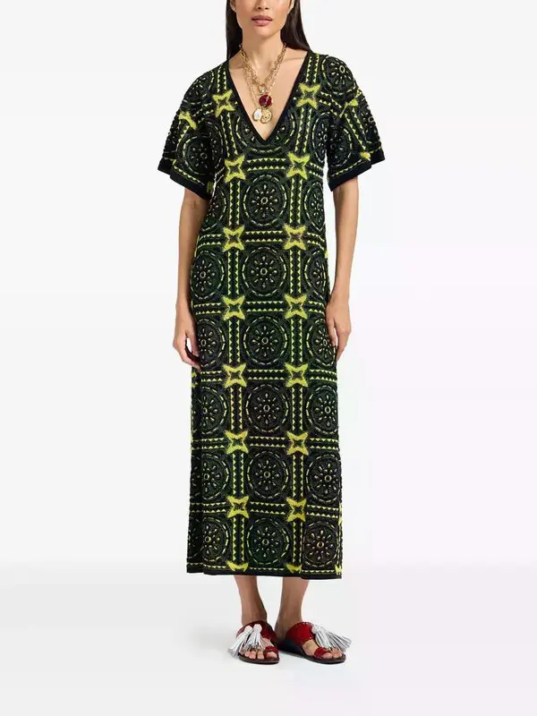 La DoubleJ Geometric-embroidered Midi Dress