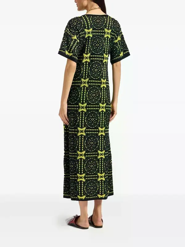 La DoubleJ Geometric-embroidered Midi Dress