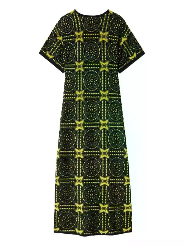 La DoubleJ Geometric-embroidered Midi Dress