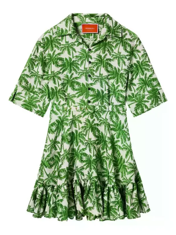 La DoubleJ San Pietro Palm-print Mini Dress - Green