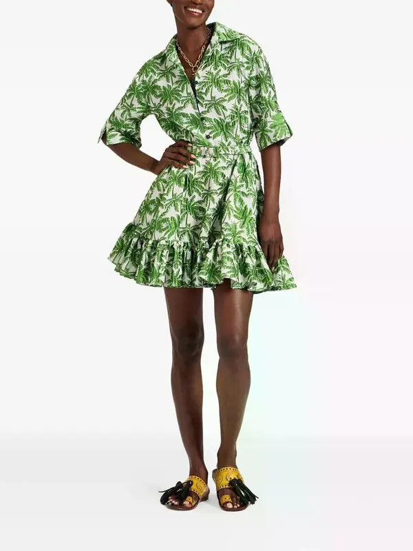 La DoubleJ San Pietro Palm-print Mini Dress - Green