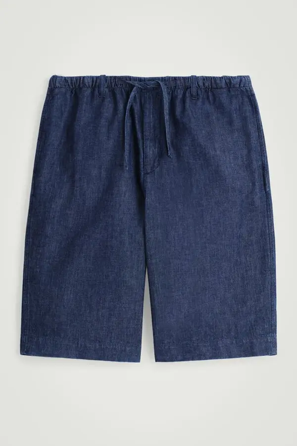 Cos Drawstring Denim Shorts - Blue