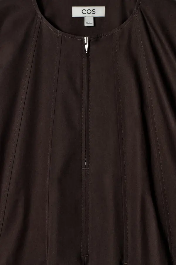 Cos Pleated Zip Up Cotton Mini Dress