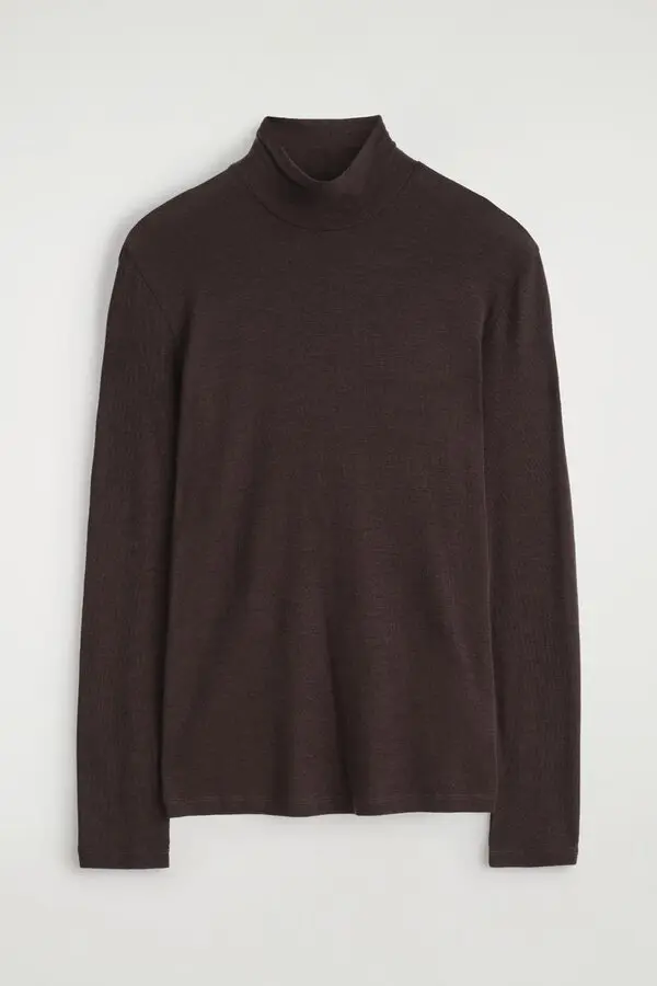 Cos Slim Wool-jersey Roll Neck Top