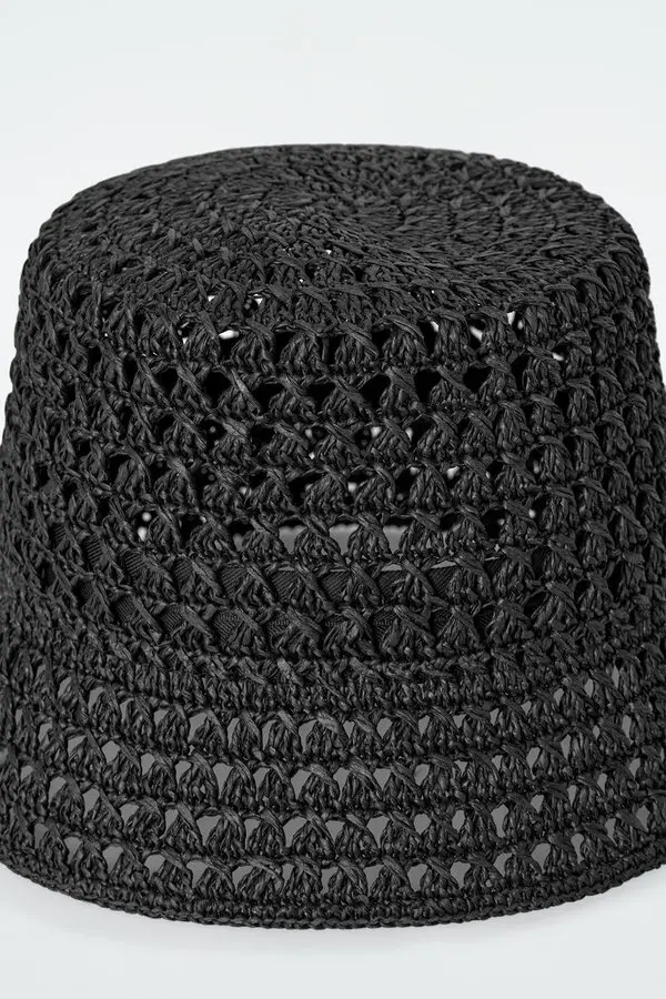 Cos Open Weave Straw Bucket Hat In Black COS Open-weave Straw Bucket Hat in Black | Lyst main image 2