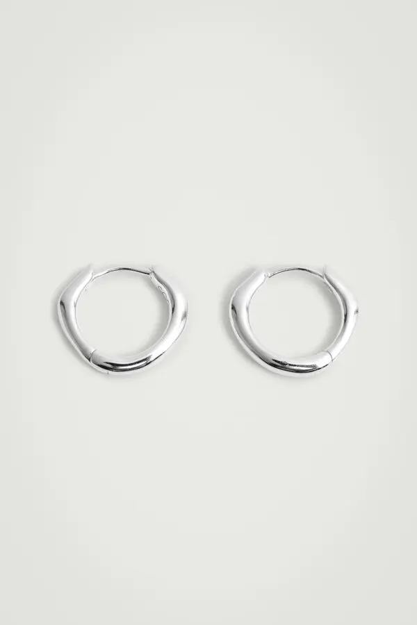 Cos Sterling Silver Huggie Hoop Earrings - Silver-colored