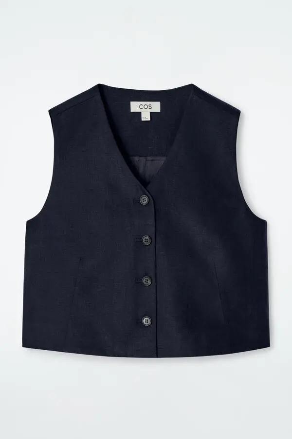 Cos Cropped Linen Vest