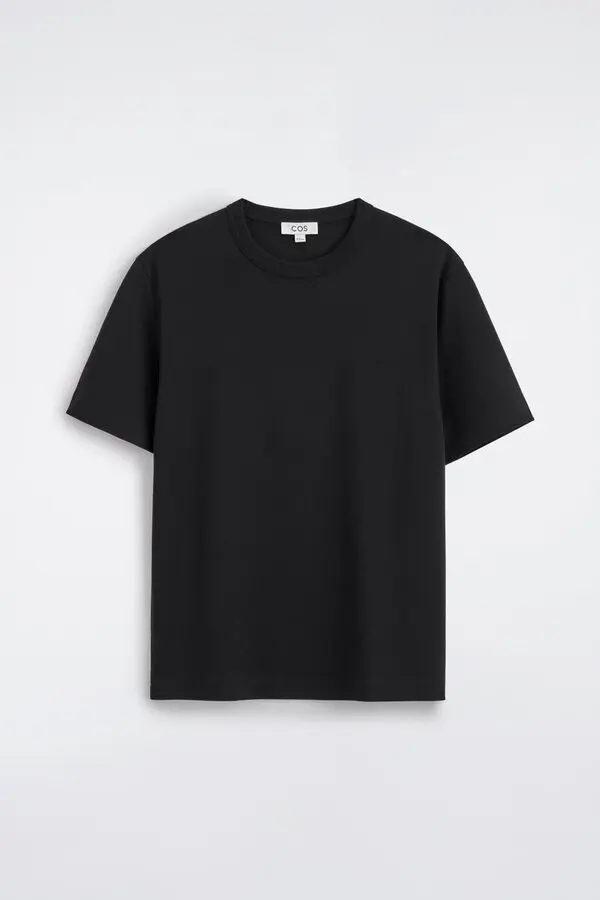 Cos Interlock Cotton Crew-neck T-shirt - Black