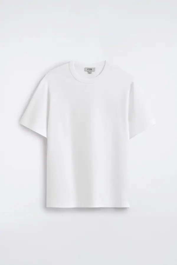 Cos Interlock Cotton Crew-neck T-shirt - White