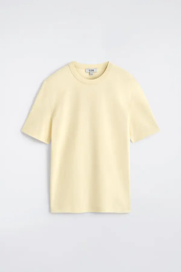 Cos Interlock Cotton Crew-neck T-shirt - Yellow