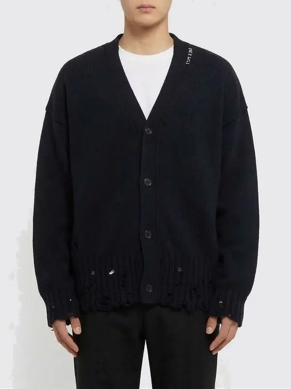 Marni Cotton Distressed V-neck Cardigan - Black