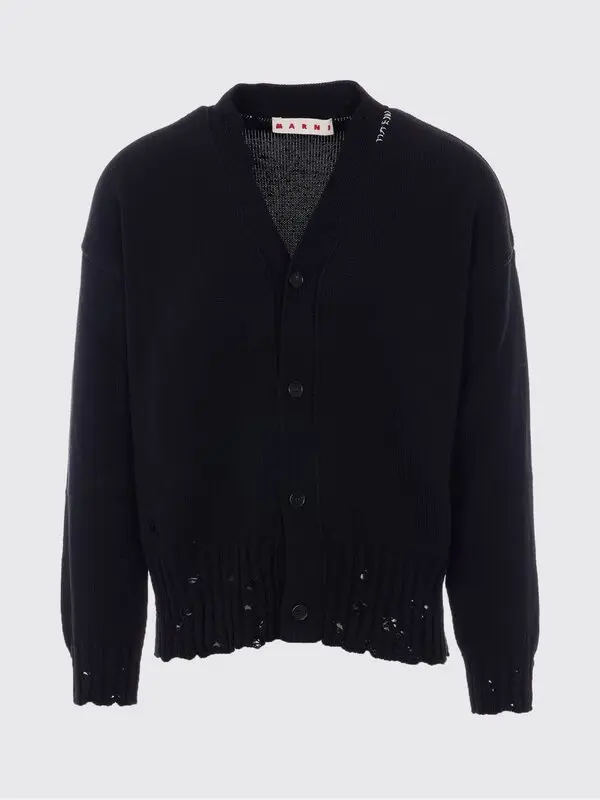 Marni Cotton Distressed V-neck Cardigan
