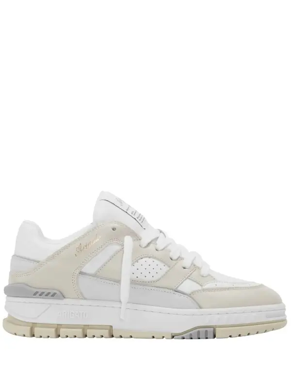 Axel Arigato Bicolour Low Top Leather And Nubuck Sneakers With Perforated Toe - Cream