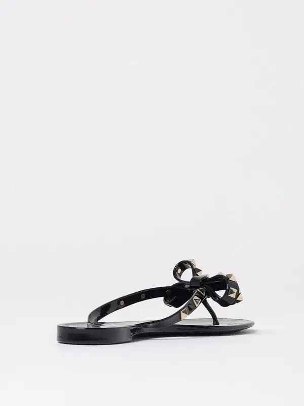 Valentino Garavani Heeled Thong Sandals With Embellishments - Black