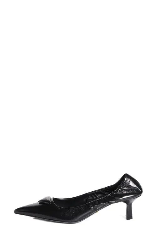 Prada Ruched Kitten Heel Pumps - Nero
