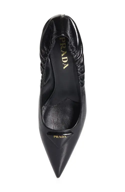 Prada Ruched Kitten Heel Pumps - Nero