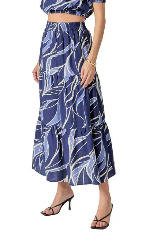 English Factory Printed Tiered Maxi Skirt