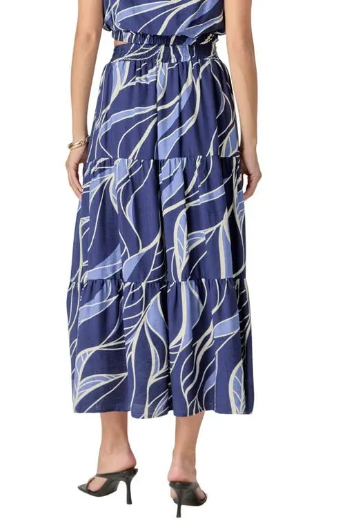 English Factory Printed Tiered Maxi Skirt