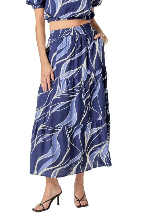 English Factory Printed Tiered Maxi Skirt