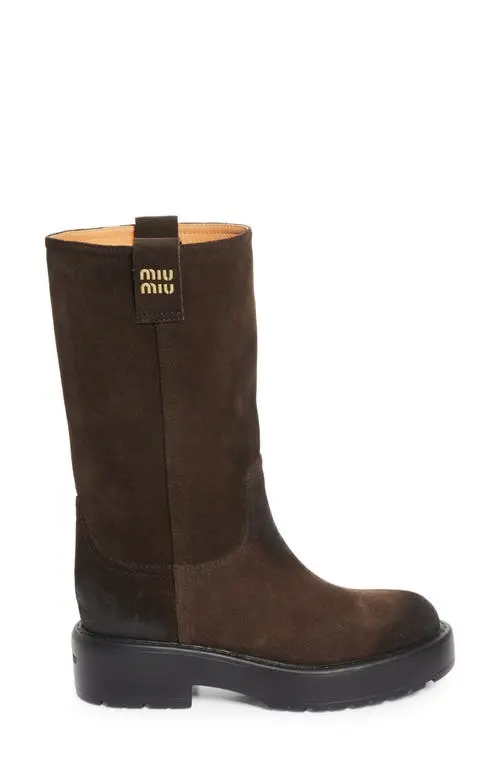Miu Miu Suede Work Boots - Moro