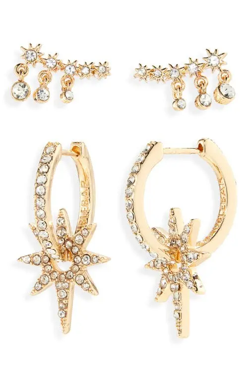 Baublebar Portia Set Of Ear Crawlers And Hoop Earrings - Clear/gold