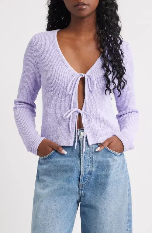 & Other Stories Tie-front Cotton Cardigan - Lilac Purple Light