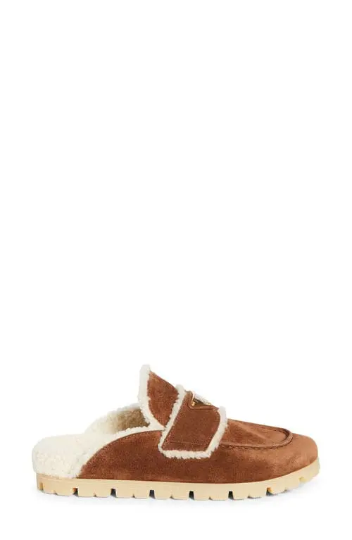 Prada Genuine Shearling Mule - Cacao