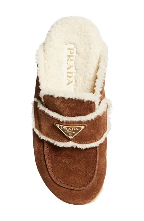 Prada Genuine Shearling Mule - Cacao