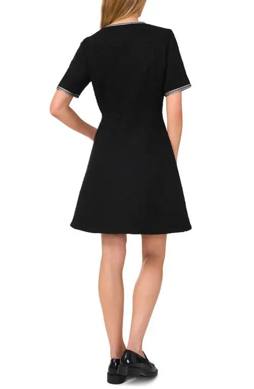 CECE DUPRAZ Button Front Tweed A-line Dress