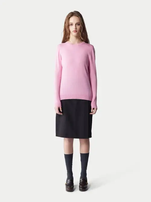 GOBI MONGOLIAN CASHMERE Cashmere Crewneck Sweater - Pink Frosting