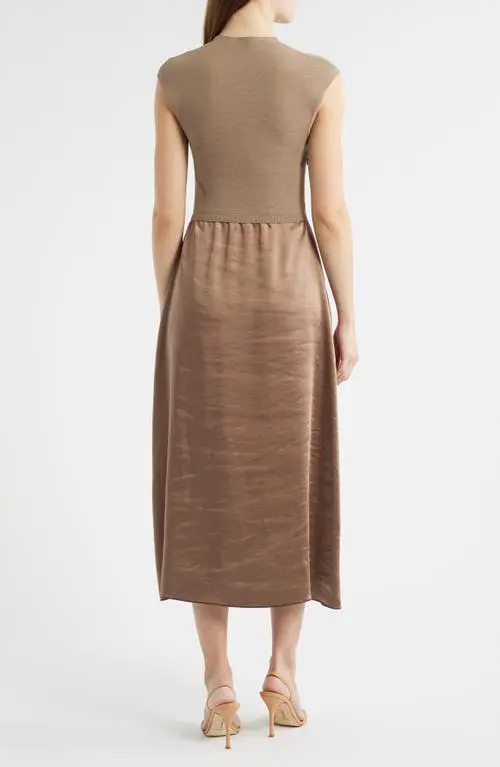 BOSS Ferdolini Mixed Media Midi Dress - Open Brn