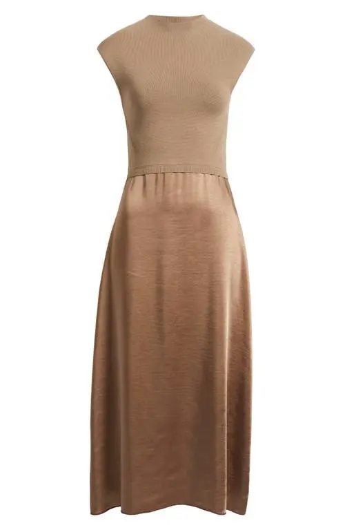 BOSS Ferdolini Mixed Media Midi Dress - Open Brn