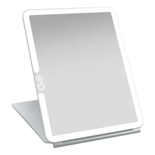 LUNA LONDON Eclipse Travel Mirror | Led Lighted Rechargeable Vanity Makeup Mirror - Chalk Grey