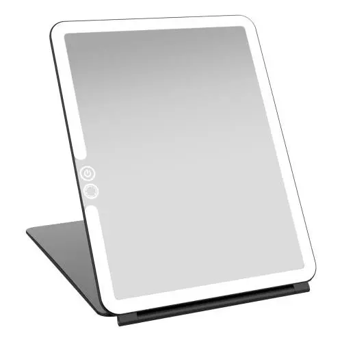 LUNA LONDON Eclipse Travel Mirror | Led Lighted Rechargeable Vanity Makeup Mirror - Matte Black