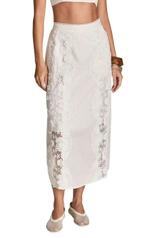 English Factory Lace Midi Skirt - White