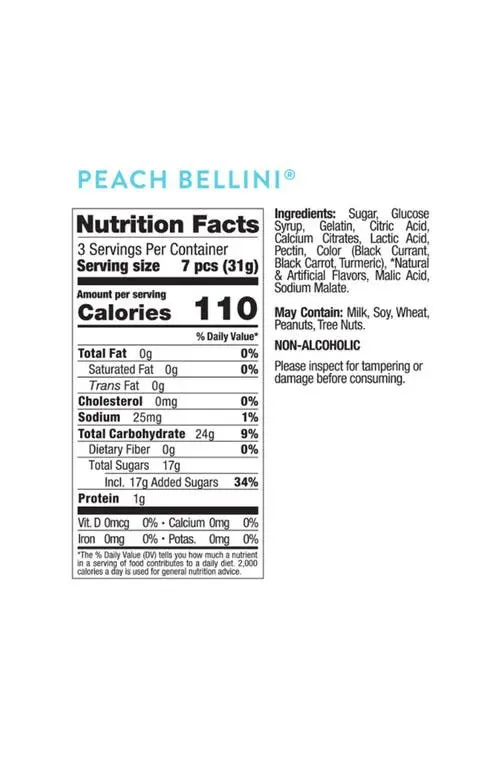 SUGARFINA Peach Bellini 12-pack Candy Taster Packets
