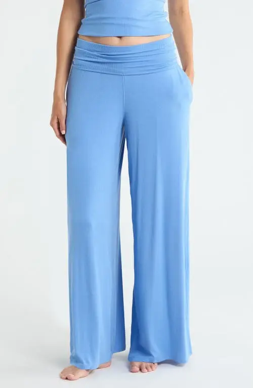 Lunya Rib Foldover Waist Pajama Pants - Current Blue