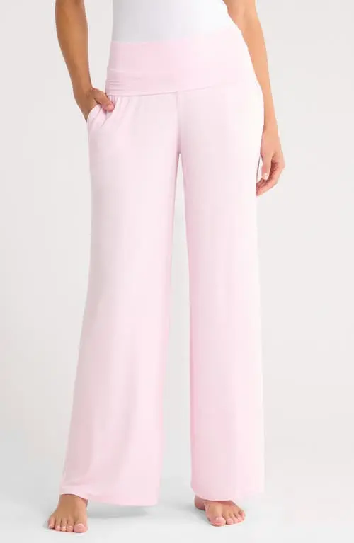 Lunya Rib Foldover Waist Pajama Pants - Melody Pink