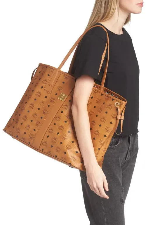 Mcm Large Reversible Liz Shopper - Cognac