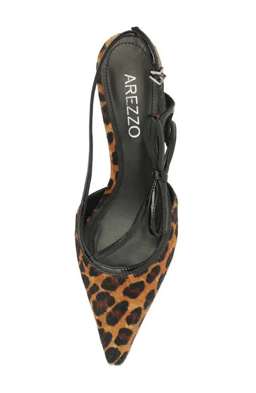 AREZZO Tessa Pointed Toe Slingback Pumps - Leopard