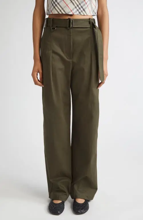 Burberry Cotton Gabardine Belted Pants
