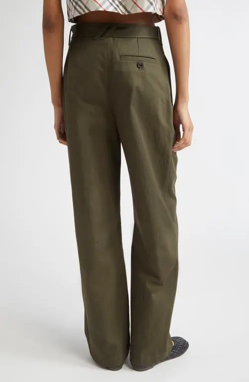 Burberry Cotton Gabardine Belted Pants