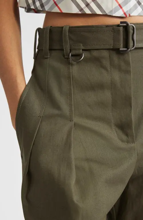 Burberry Cotton Gabardine Belted Pants