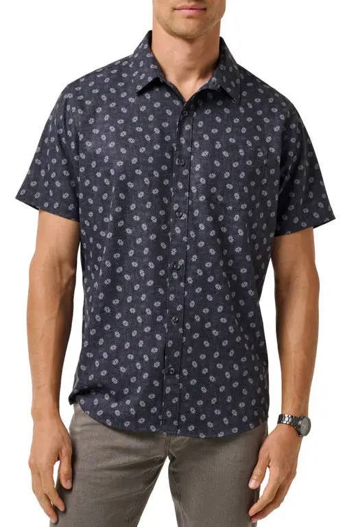 Travis Mathew Grey Wind Short Sleeve Button-up Shirt