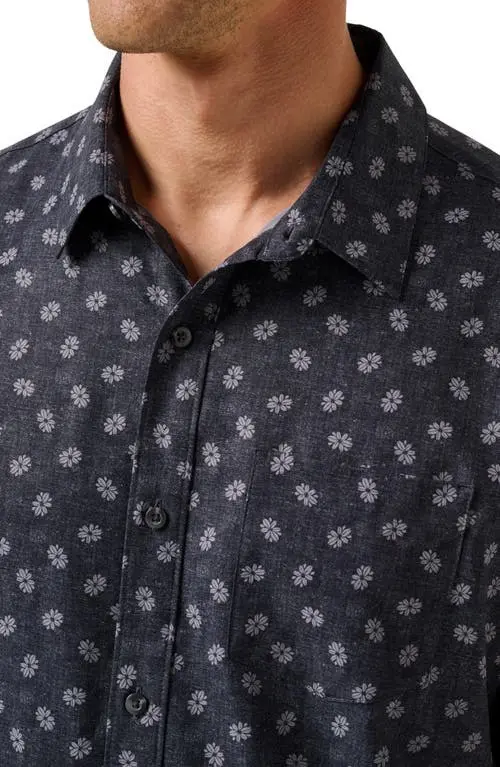 Travis Mathew Grey Wind Short Sleeve Button-up Shirt