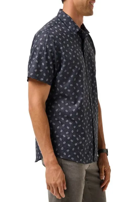 Travis Mathew Grey Wind Short Sleeve Button-up Shirt